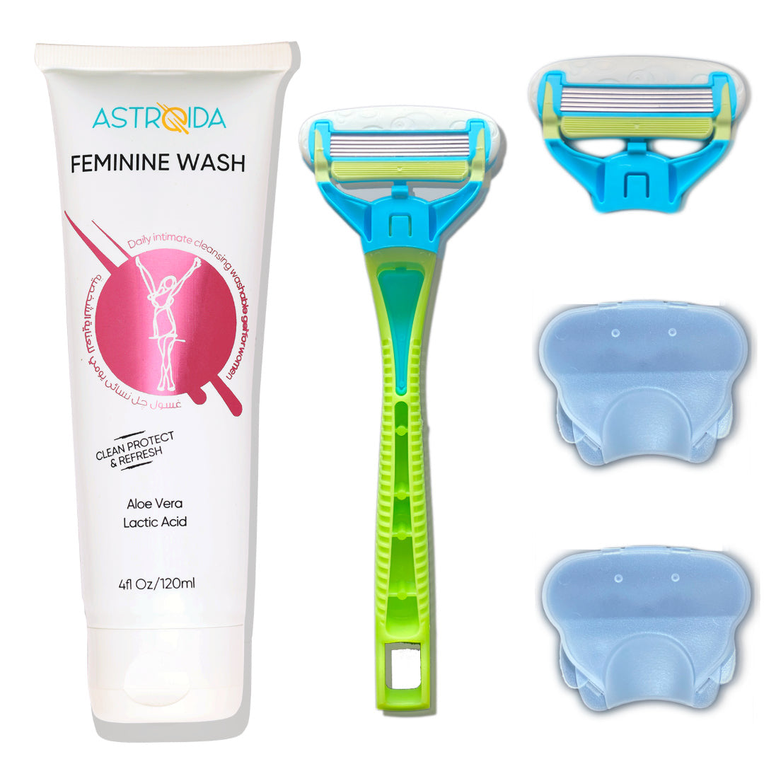 Astroida Feminine Wash Gel (Shaving Gel) + Ultimate Razors