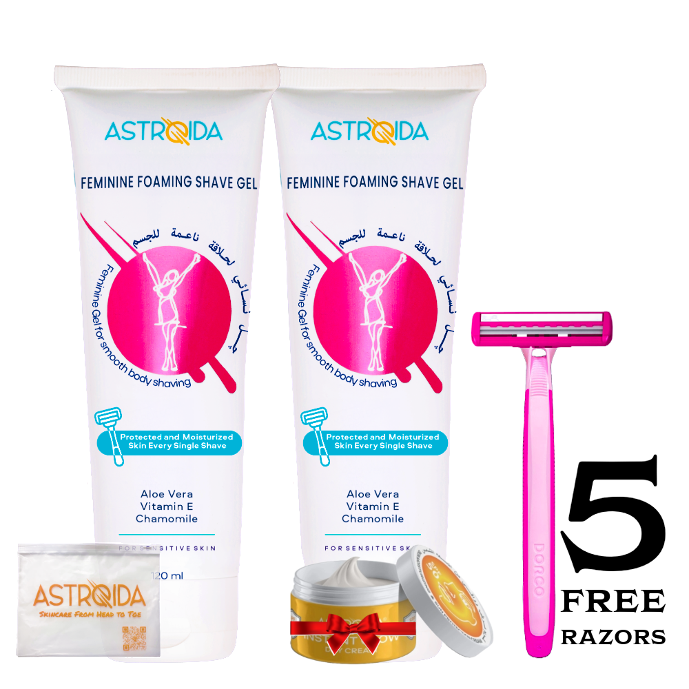 Astroida Feminine GEL (Shaving GEL) Double Pack +(5 Free Double Blades